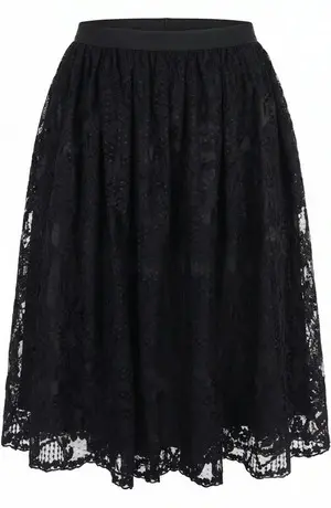 MODENAIRE High-waist Lace Overlay Mini Skirt With Sheer Hem