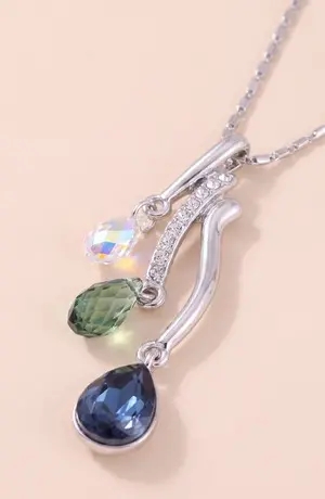 MODENAIRE Crystal Trio Teardrop Pendant Necklace