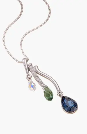 MODENAIRE Crystal Trio Teardrop Pendant Necklace