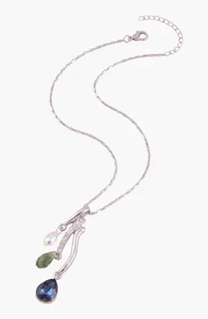 MODENAIRE Crystal Trio Teardrop Pendant Necklace