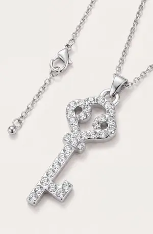 MODENAIRE Rhinestone Key Pendant Necklace