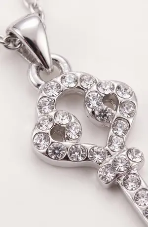 MODENAIRE Rhinestone Key Pendant Necklace