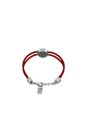 UNODE50 Red Leather Double Strap Bracelet With Eye Detail And Garnet Crystal