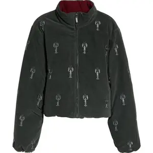 Thom Browne Cropped Lobster Stitch Corduroy Reversible Down Jacket - Medium Grey