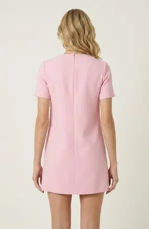 MODENAIRE Rhinestone Bow Detail Mini Dress - Pink