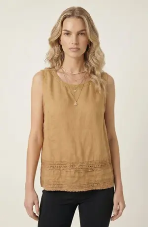 MODENAIRE Casual Sleeveless Linen Top