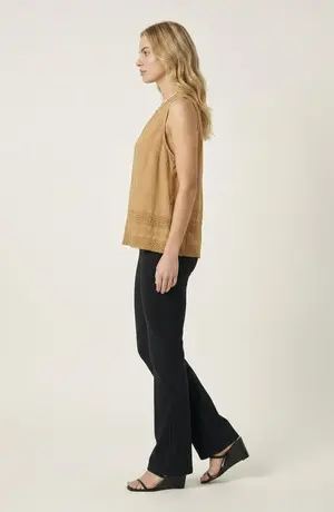 MODENAIRE Casual Sleeveless Linen Top