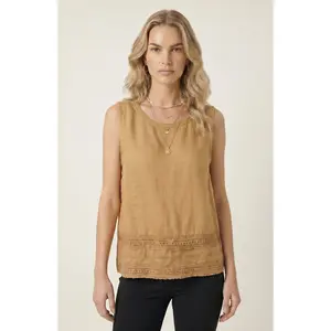 MODENAIRE Sleeveless Linen Top - Orange