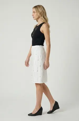 MODENAIRE Embellished Sequin And Bead Mini Skirt