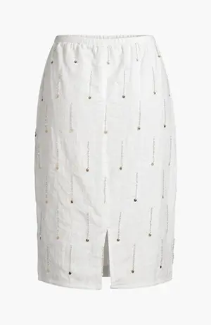 MODENAIRE Embellished Sequin And Bead Mini Skirt