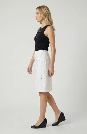 MODENAIRE Embellished Sequin And Bead Mini Skirt