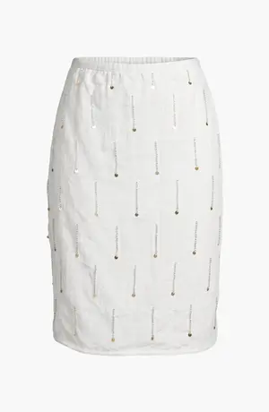 MODENAIRE Embellished Sequin And Bead Mini Skirt