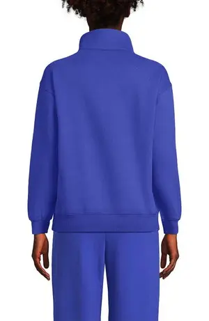 LANDS' END Serious Sweats Relaxed Quarter Zip Pullover Sweatshirt - Blue Breeze