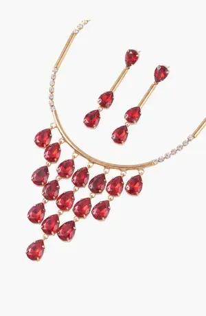 MODENAIRE Apple Crystal Necklace And Earring Set