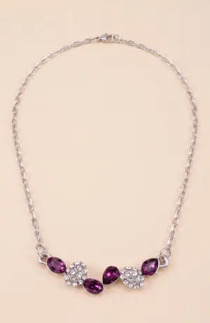 MODENAIRE Crystal Drop Pendant Necklace - Amethyst