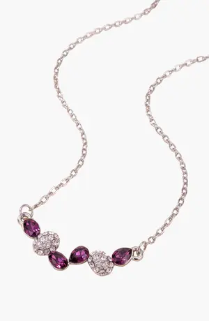 MODENAIRE Crystal Drop Pendant Necklace With Rhinestone Embellishments