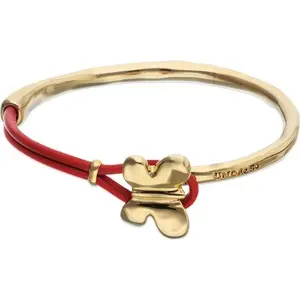 UNODE50 Leather Bracelet With Gold-tone Butterfly - Red