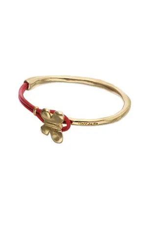 UNODE50 Leather Bracelet With Gold-tone Butterfly