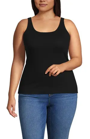 LANDS' END Micro Rib Go-to Layering Tank - Black