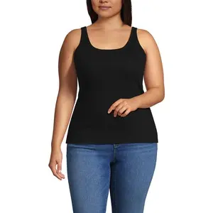 LANDS' END Micro Rib Go-to Layering Tank - Black