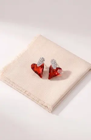 MODENAIRE Dangle Crystal Heart Earrings