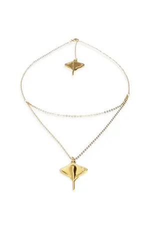 UNODE50 Double Chain Manta Ray Pendant Necklace