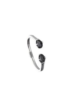UNODE50 Sterling Plated Rigid Bracelet With Black Crystals