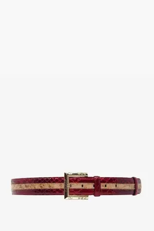 CAVALINHO Tango 410 Patent Leather Belt - Red/beige
