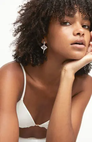 UNODE50 Sterling Plated Manta Ray Drop Earrings