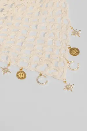 HAIR DRAMA CO. Bohemian Crochet Headscarf With Celestial Charms