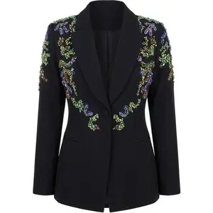 MODENAIRE Embellished Beaded Blazer
