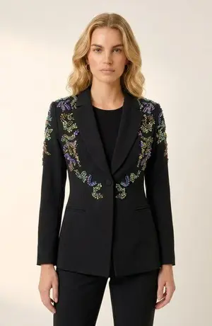MODENAIRE Embellished Beaded Blazer