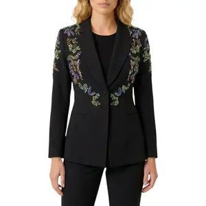 MODENAIRE Embellished Beaded Blazer - Black