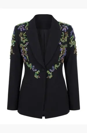 MODENAIRE Embellished Beaded Blazer