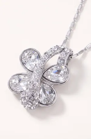 MODENAIRE Butterfly Crystal Drop Pendant Necklace