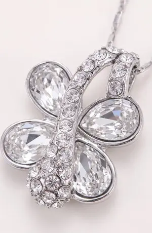 MODENAIRE Butterfly Crystal Drop Pendant Necklace
