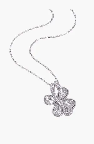 MODENAIRE Butterfly Crystal Drop Pendant Necklace