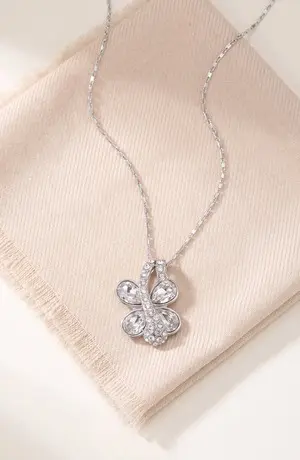 MODENAIRE Butterfly Crystal Drop Pendant Necklace