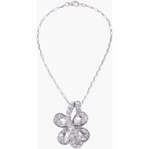 MODENAIRE Butterfly Crystal Drop Pendant Necklace - Silver
