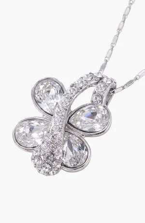 MODENAIRE Butterfly Crystal Drop Pendant Necklace