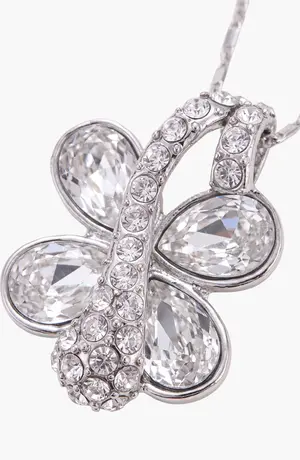 MODENAIRE Butterfly Crystal Drop Pendant Necklace