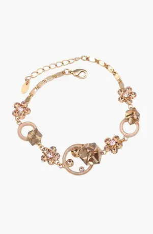 MODENAIRE Crystal Daisy Flower Adjustable Bangle Bracelet