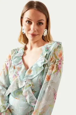 WALLIS Floral Ruffle Belted Midaxi Dress
