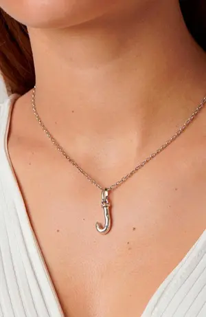 UNODE50 Sterling -plated 'j' Charm Pendant
