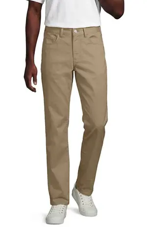 LANDS' END Travel Kit Comfort Waist Classic Straight Fit 5-pocket Pant - Khaki