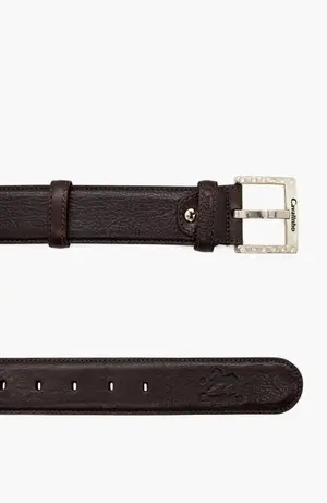 CAVALINHO Classic Leather Belt With Rhinestone Buckle - Brown