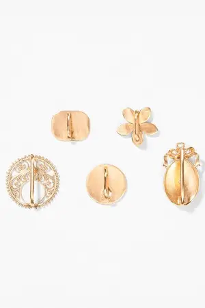 HAIR DRAMA CO. Mohar Bun Hair Pins Set Of 5 - Gold