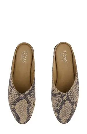 Toms Amelia Flat Mule - Medium Beige Embossed