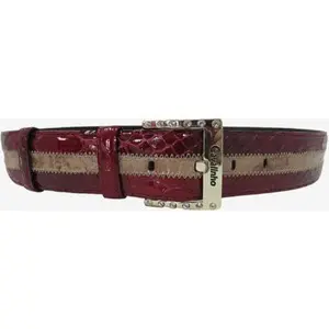 CAVALINHO Two-tone Patent Leather Belt With Embellished Buckle - Red/beige