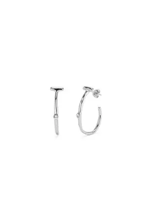 UNODE50 Sterling -plated Hoop Earrings With White Topaz - Silver
